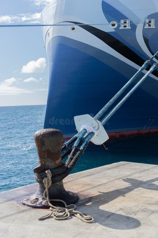 Mooring Rope at Port To Keep Ship Secure Stock Photo - Image of cruise ...
