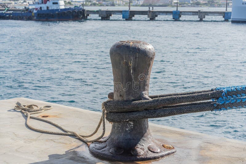 Mooring Rope at Port To Keep Ship Secure Stock Photo - Image of jetty ...