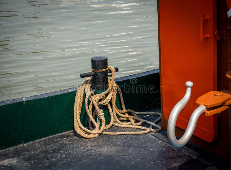 Mooring ropes and hooks stock photo. Image of dock, boat - 179475934