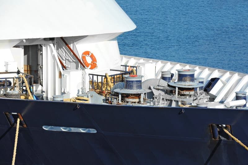 Mooring winch with hawser stock photo. Image of dock - 79577698