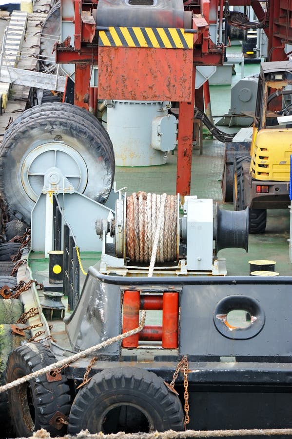 Mooring winch with hawser stock image. Image of crane - 104706895