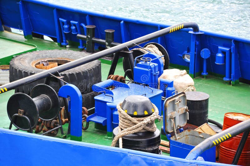 Mooring winch with hawser stock image. Image of docking - 113005219