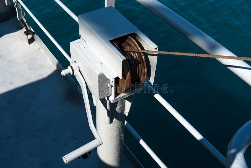Mooring Winch at the Stern of a Military Vessel Stock Image - Image of ...