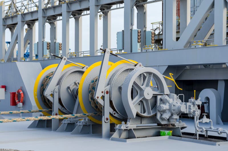 Aft mooring winch stock image. Image of winch, ring, motor - 67288321