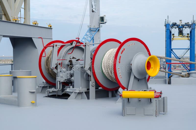 Mooring winch stock image. Image of marine, grey, yellow - 82222381