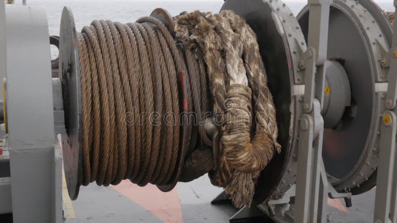 Mooring Winch on Deck of Ship Stock Video - Video of mooring, steel ...