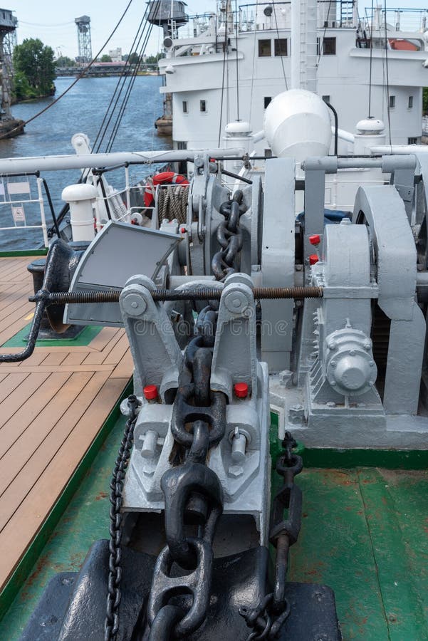 Mooring Winches on the Deck of a Container Ship, Equipment on the Deck ...