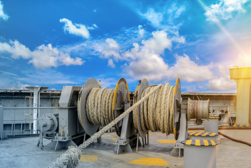 Aft mooring winch stock image. Image of winch, ring, motor - 67288321