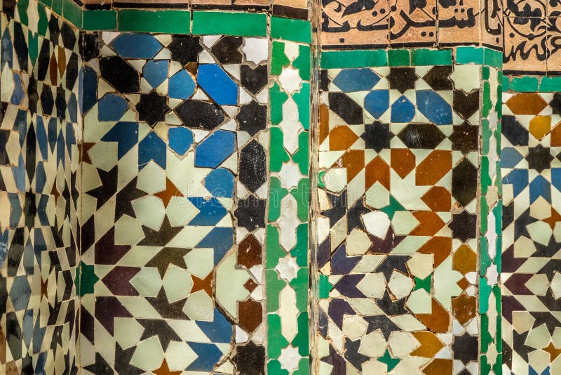 Moorish Design in Pastel Colors on Floor Tiles Stock Image - Image of ...