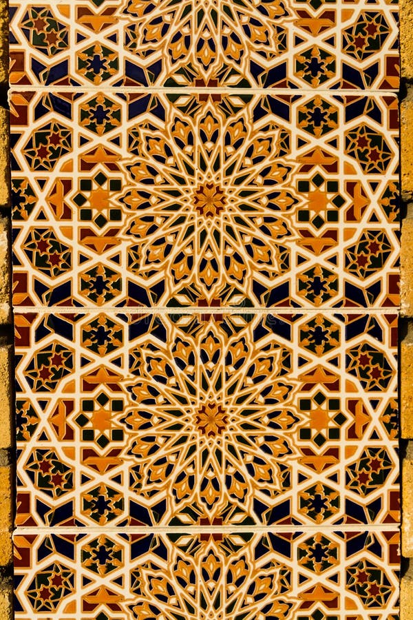 Moorish Design on Tiled Wall Stock Image - Image of islam, design ...