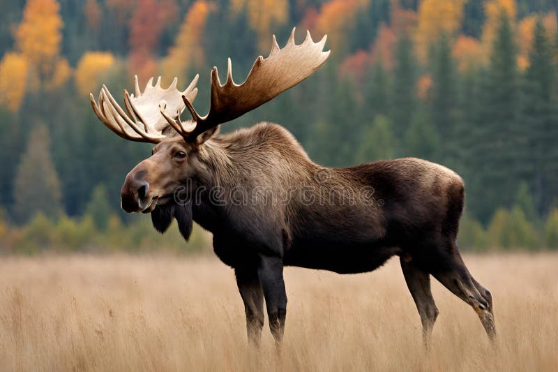 Majestic Moose in the Serene Forest Setting Stock Illustration ...