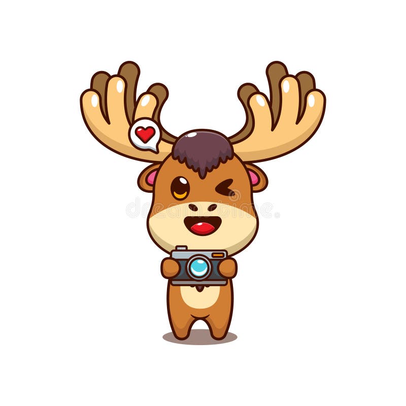 Moose with Camera. Mascot Cartoon Character Vector Illustration Stock ...
