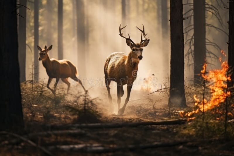 Moose Fleeing from Forest Fire Stock Image - Image of wildlife, forest ...