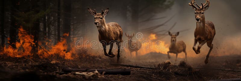 Moose Fleeing from Forest Fire Stock Photo - Image of wildlife, flames ...