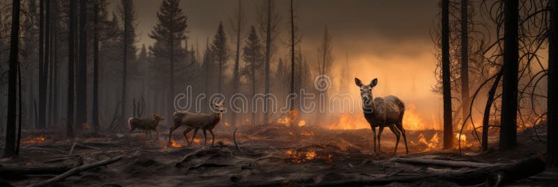 Moose Fleeing from Forest Fire Stock Image - Image of leaving, fire ...