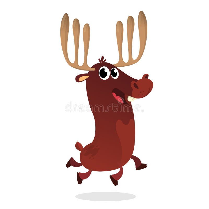 Happy Cartoon Moose Character. Vector Moose Illustration Isolated Stock ...