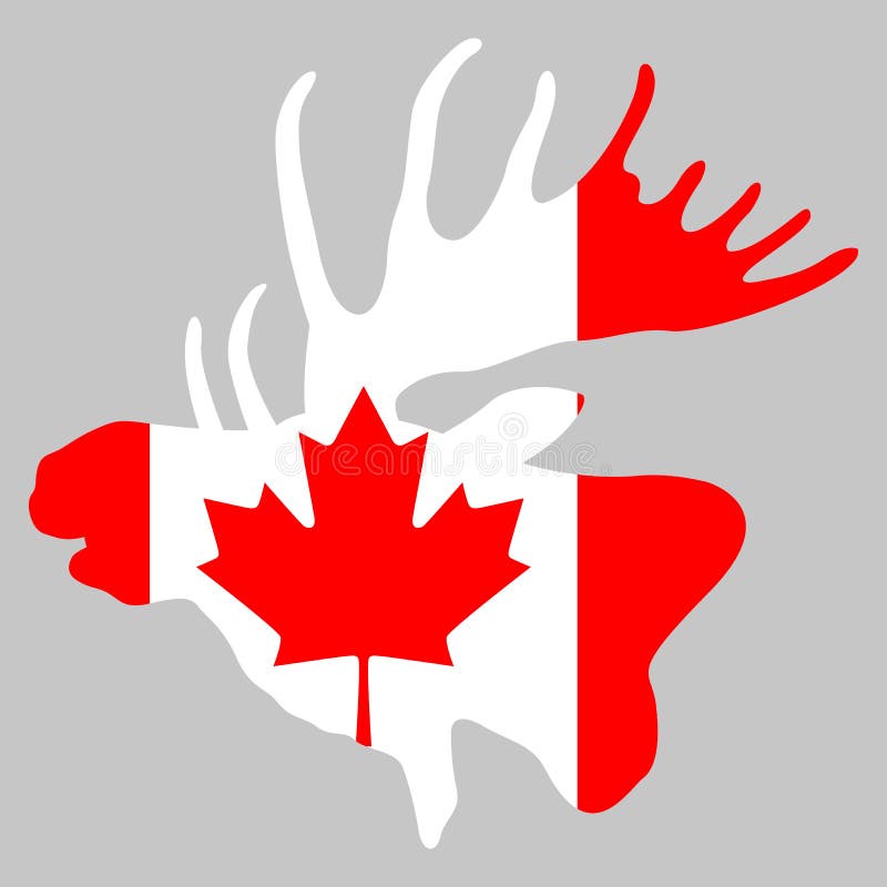 Logo Moose on Canada Flag Background Profile Stock Vector ...
