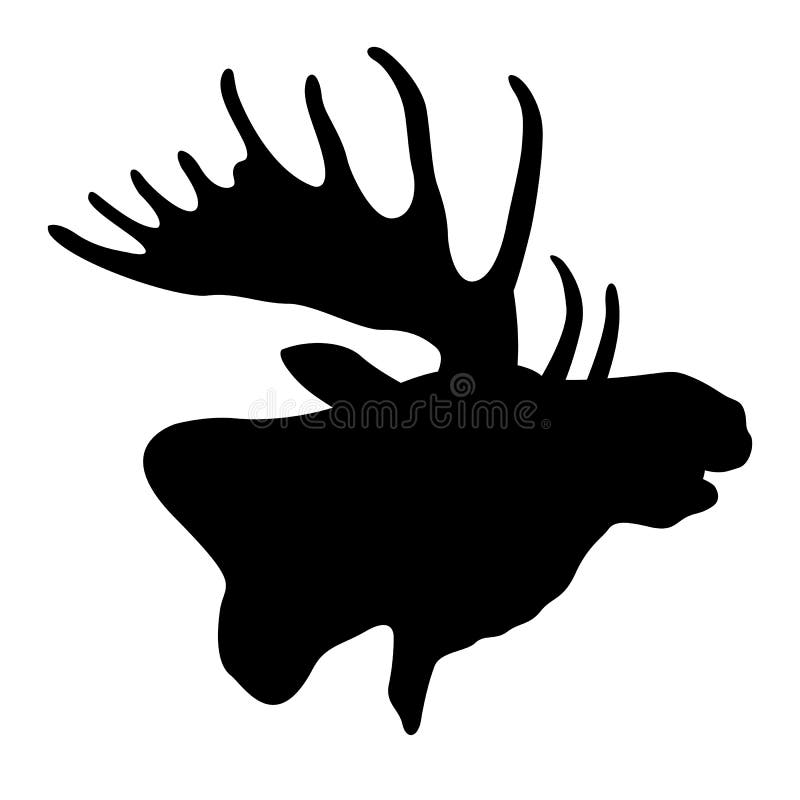 Moose Head Profile Vector Black Silhouette Stock Vector - Illustration ...