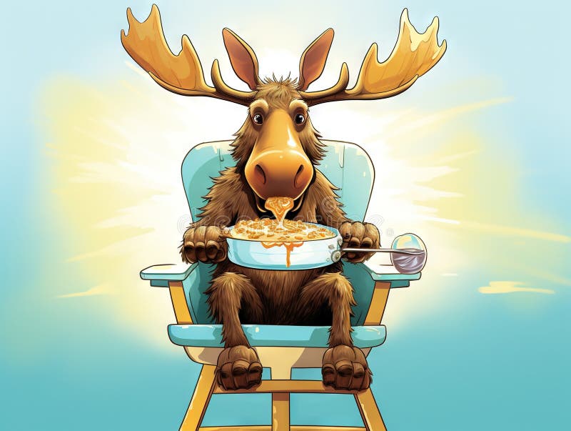 Moose in a Highchair Made with Generative AI Illustration Stock ...