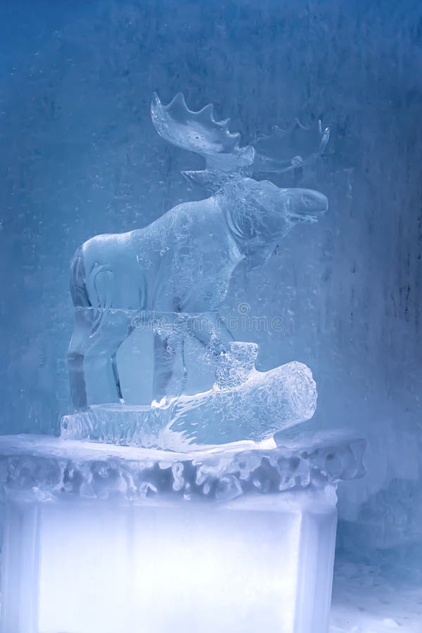 Moose Ice Sculpture in a Cave in the Winter Editorial Photography ...