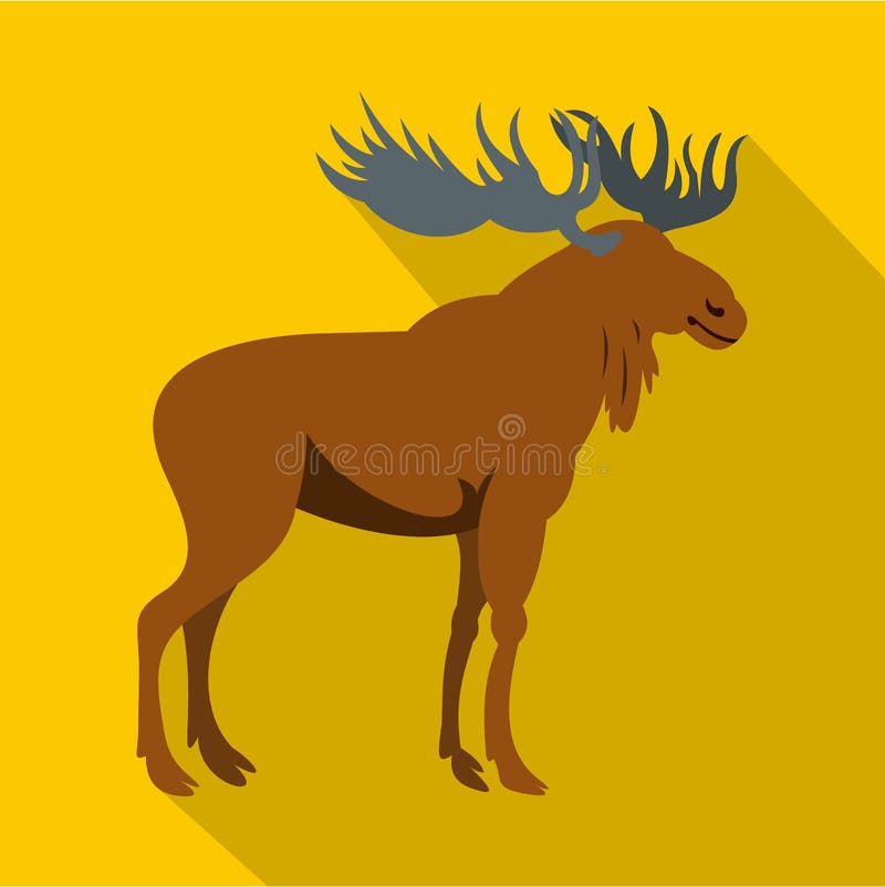Moose icon, flat style stock vector. Illustration of alces - 79413276