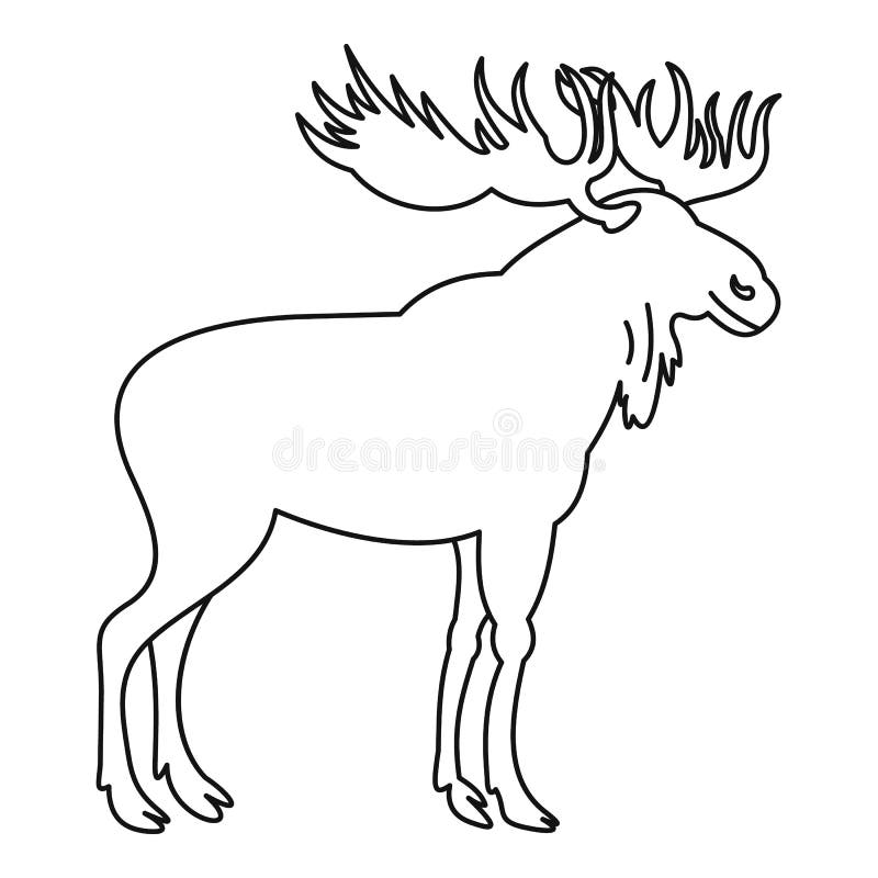 Moose icon, outline style stock vector. Illustration of painting - 79545370