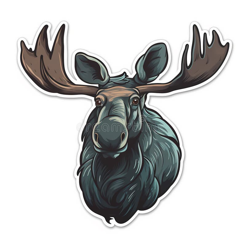 Moose Logo with White Background. Sticker Design Illustration ...