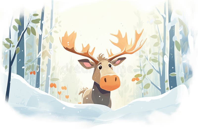 Moose Peeking from Behind Snow-covered Trees Stock Image - Image of ...