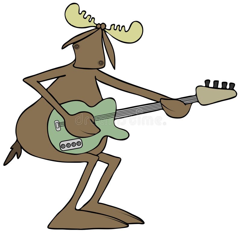 Moose Playing an Electric Guitar Stock Illustration - Illustration of ...