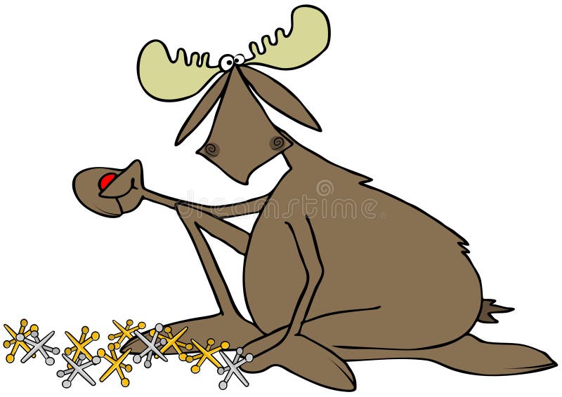 Moose Playing a Game of Jacks Stock Illustration - Illustration of bull ...