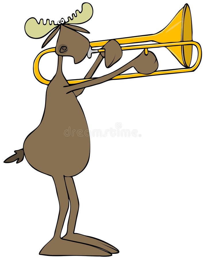 Moose playing a trombone stock illustration. Illustration of cartoon ...