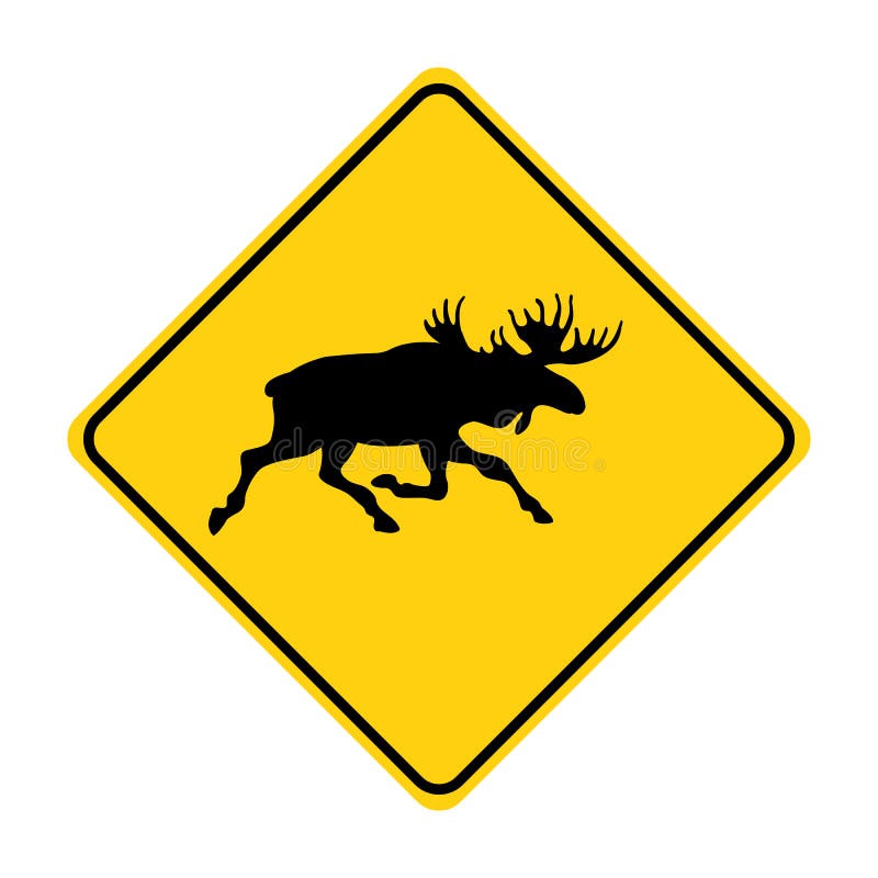 Moose Silhouette Animal Traffic Sign Yellow Vector Stock Vector ...