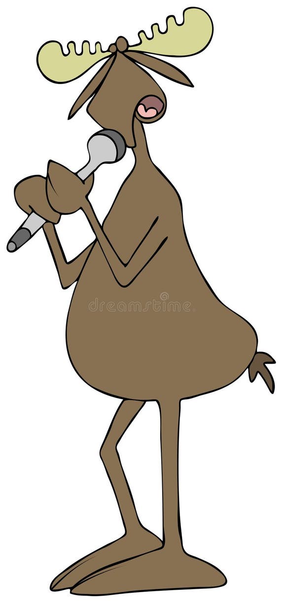 Moose Singing into a Microphone Stock Illustration - Illustration of ...