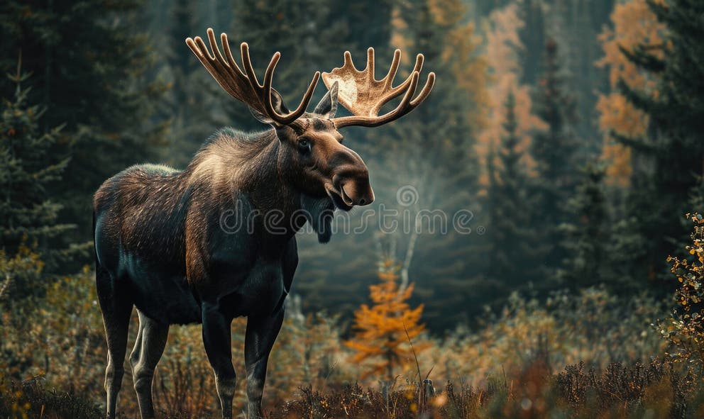 Moose Standing at the Edge of a Forest Clearing Stock Image - Image of ...