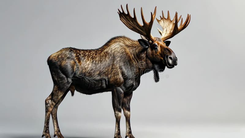 Moose Standing on a Light Background, Profile View. Wildlife and Nature ...