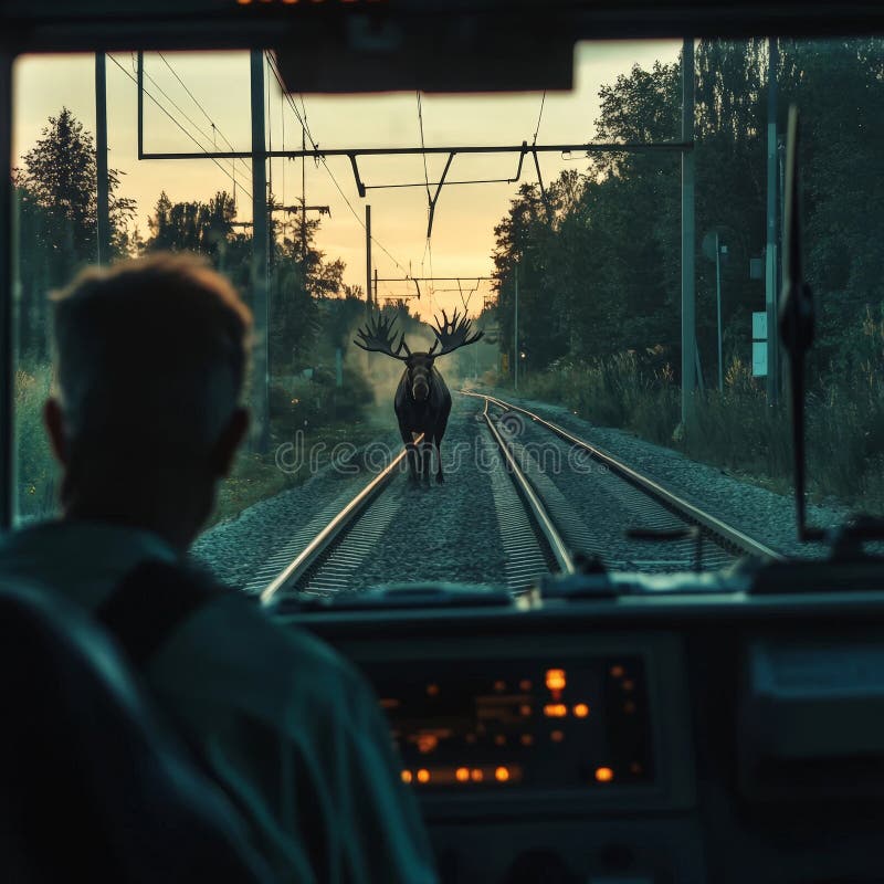 Moose Standing on Railroad Tracks Shortly before Collision with Train ...