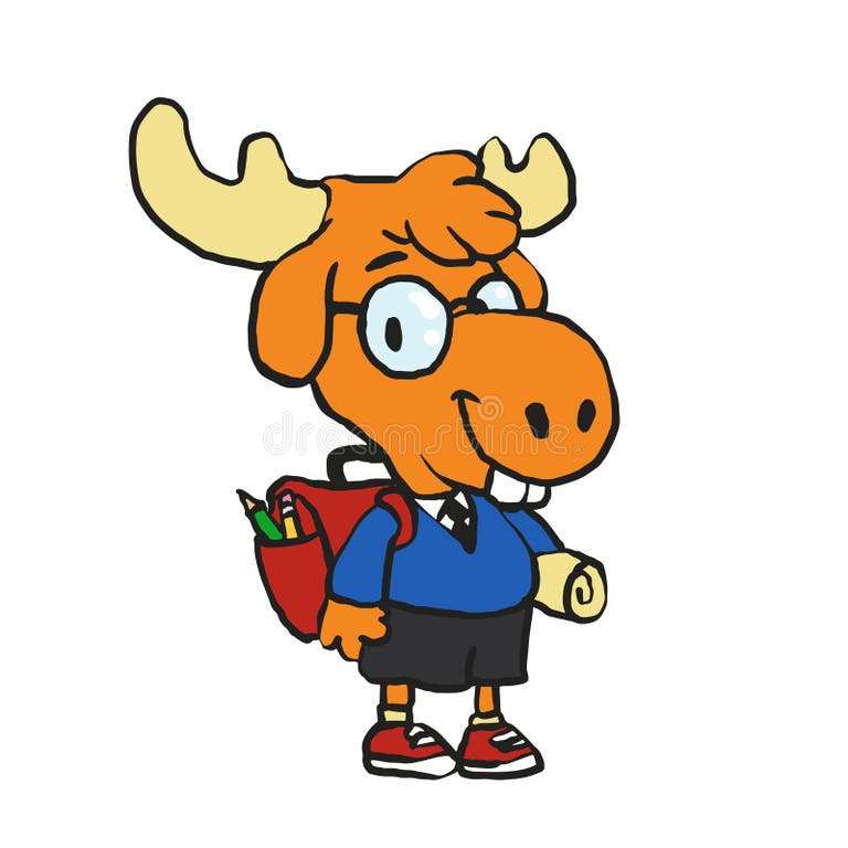 Moose Student with Backpack Stock Vector - Illustration of moose, comic ...