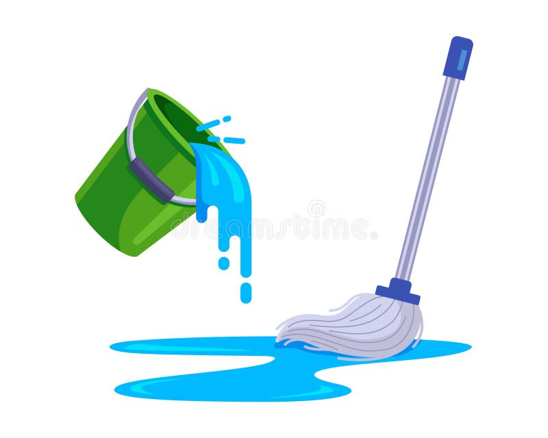 Mop any spilled water. stock illustration. Illustration of cleaner ...