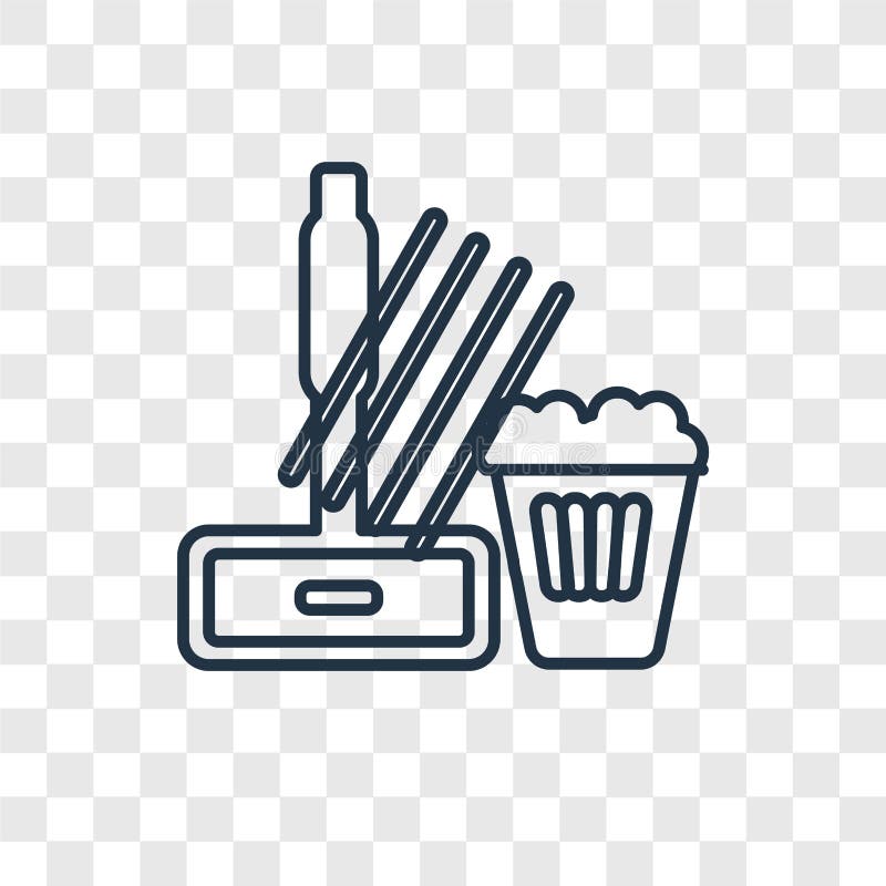 Mop Concept Vector Linear Icon Isolated on Transparent Background, Mop ...