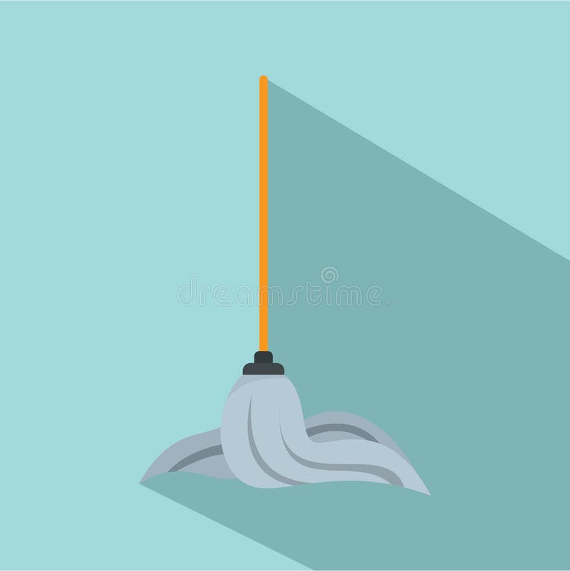 Mop icon, flat style stock illustration. Illustration of hotel - 124370510