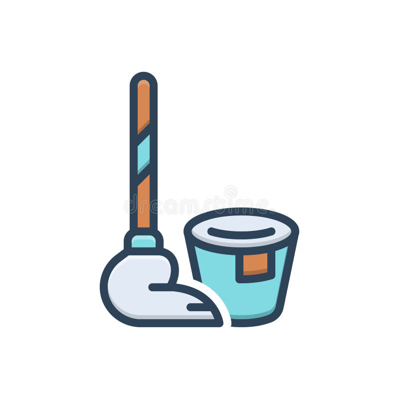 Color Illustration Icon for Mop, Mopping and Tool Stock Illustration ...