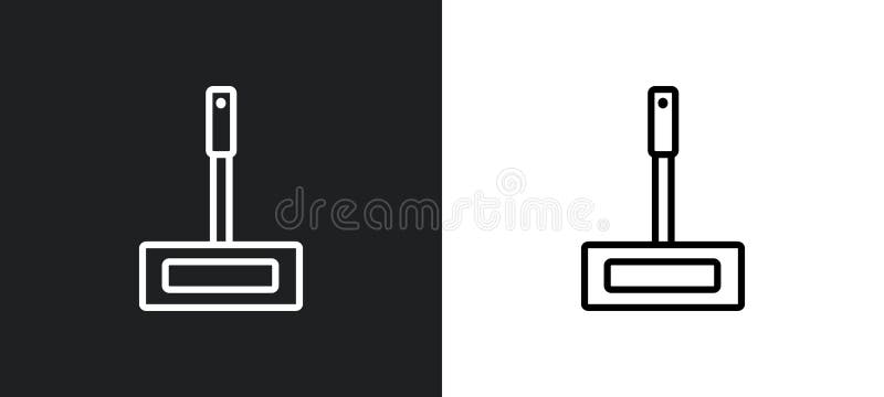 Mop Outline Icon in White and Black Colors. Mop Flat Vector Icon from ...