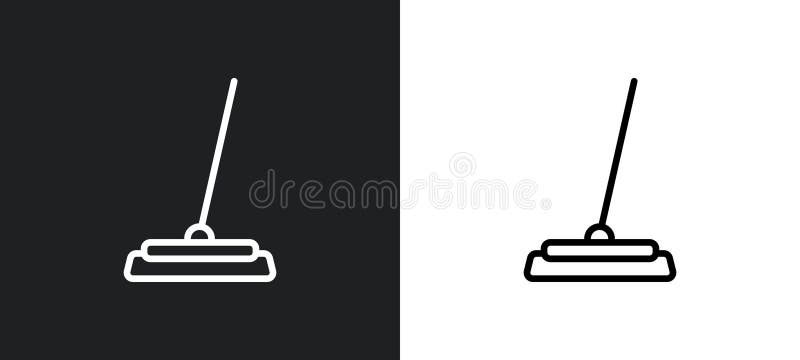 Mop Outline Icon in White and Black Colors. Mop Flat Vector Icon from ...