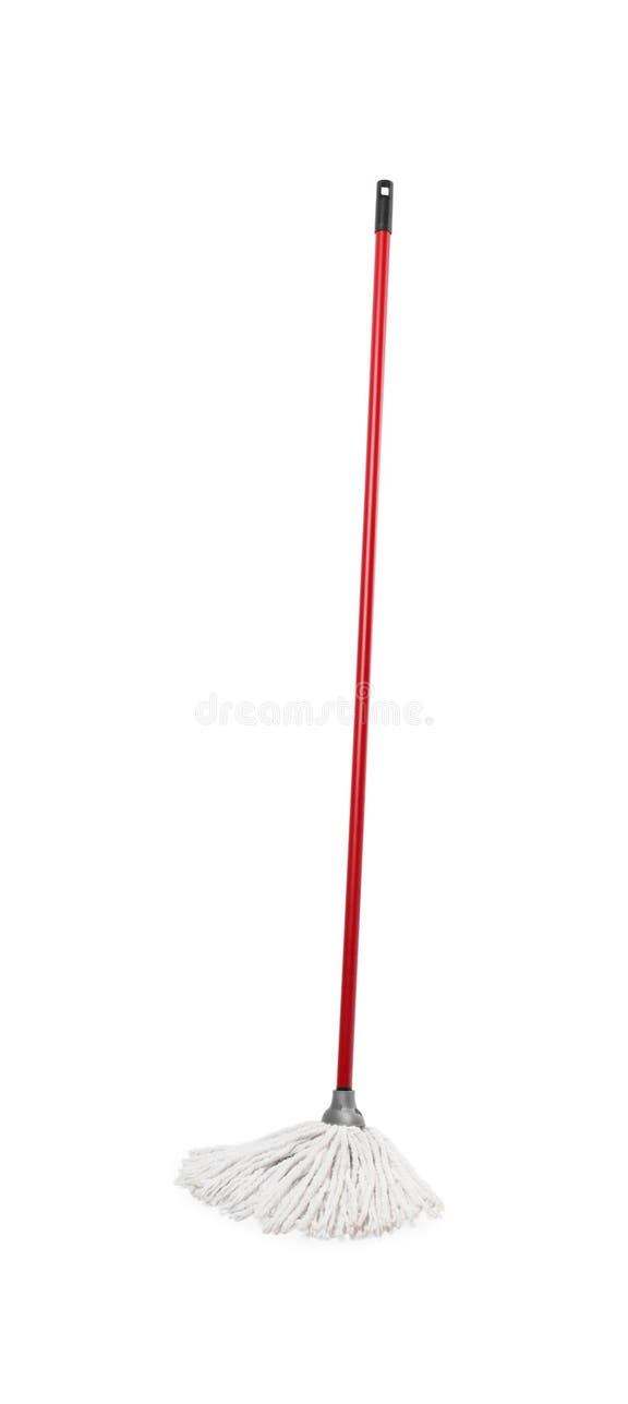 Mop with Plastic Handle Isolated on White Stock Image - Image of ...