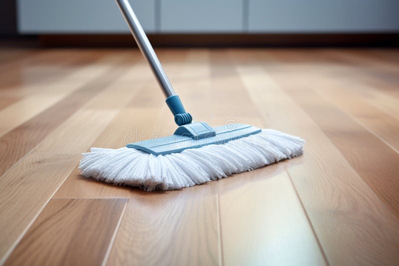 Mop Washes the Floor. Wet Cleaning of the Laminate Floor Using a Mop ...