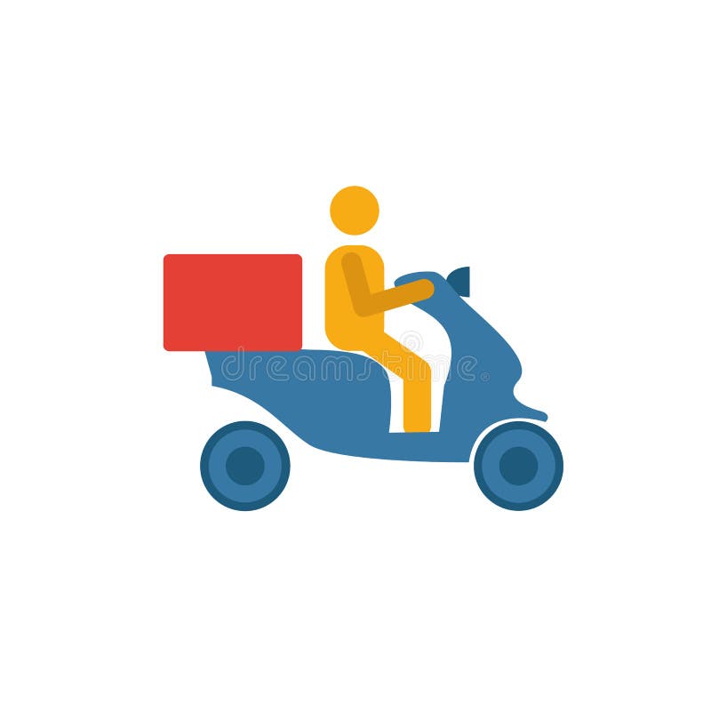 Moped Food Delivery Icon Set. Four Elements in Diferent Styles from ...