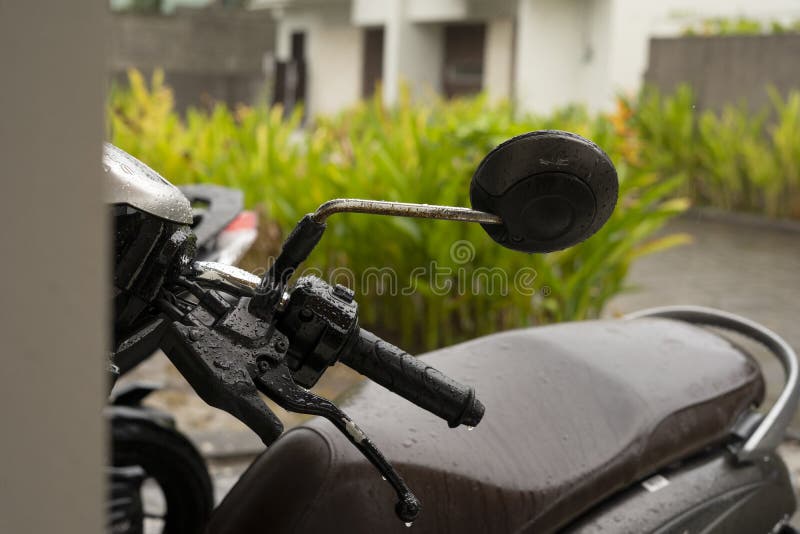 Moped Stands on the Street in the Rain Stock Image - Image of asian ...