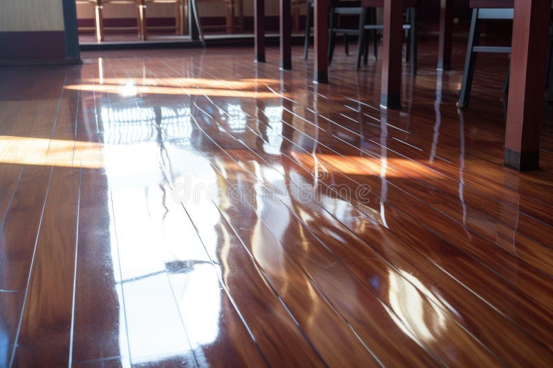 A Mopped Floor with a Visible Wet Sheen Stock Photo - Image of floor ...