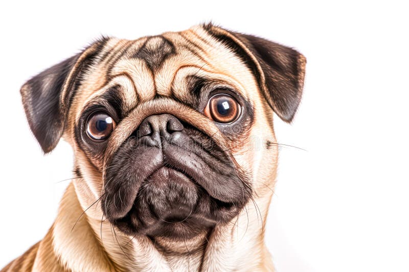 Mops in Studio Setting Against White Backdrop, Stock Photo - Image of funny, portrait: 321584584