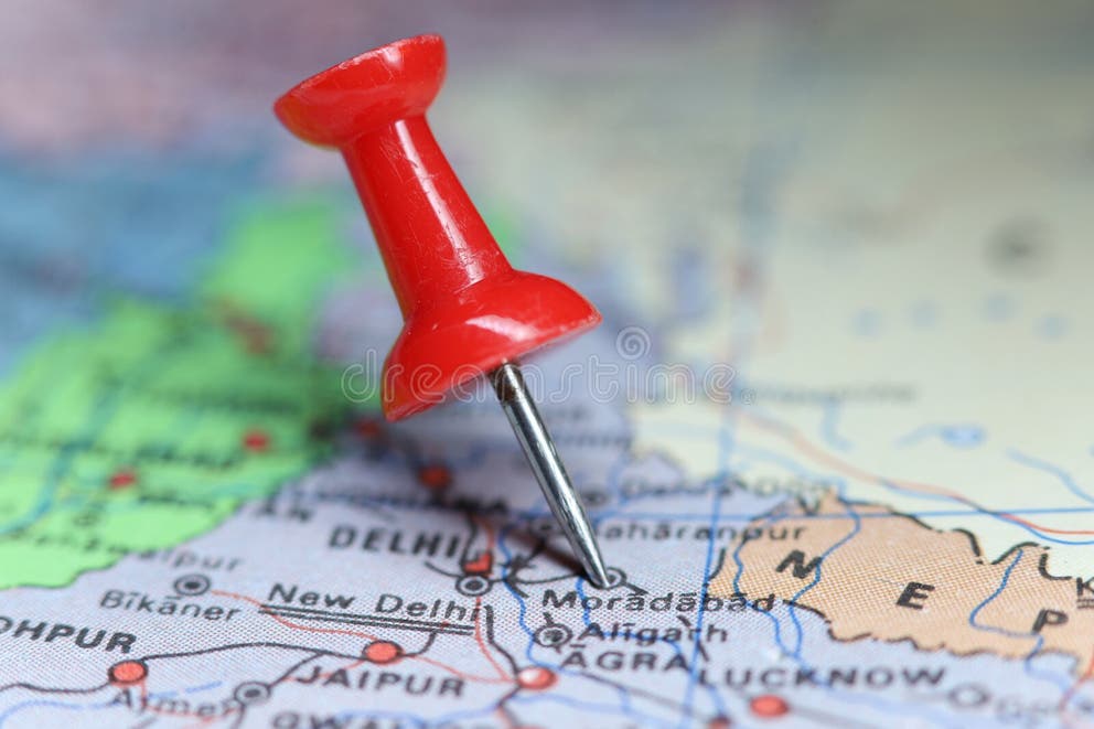 Moradabad, India Pin on Map Stock Image - Image of freedom, object ...